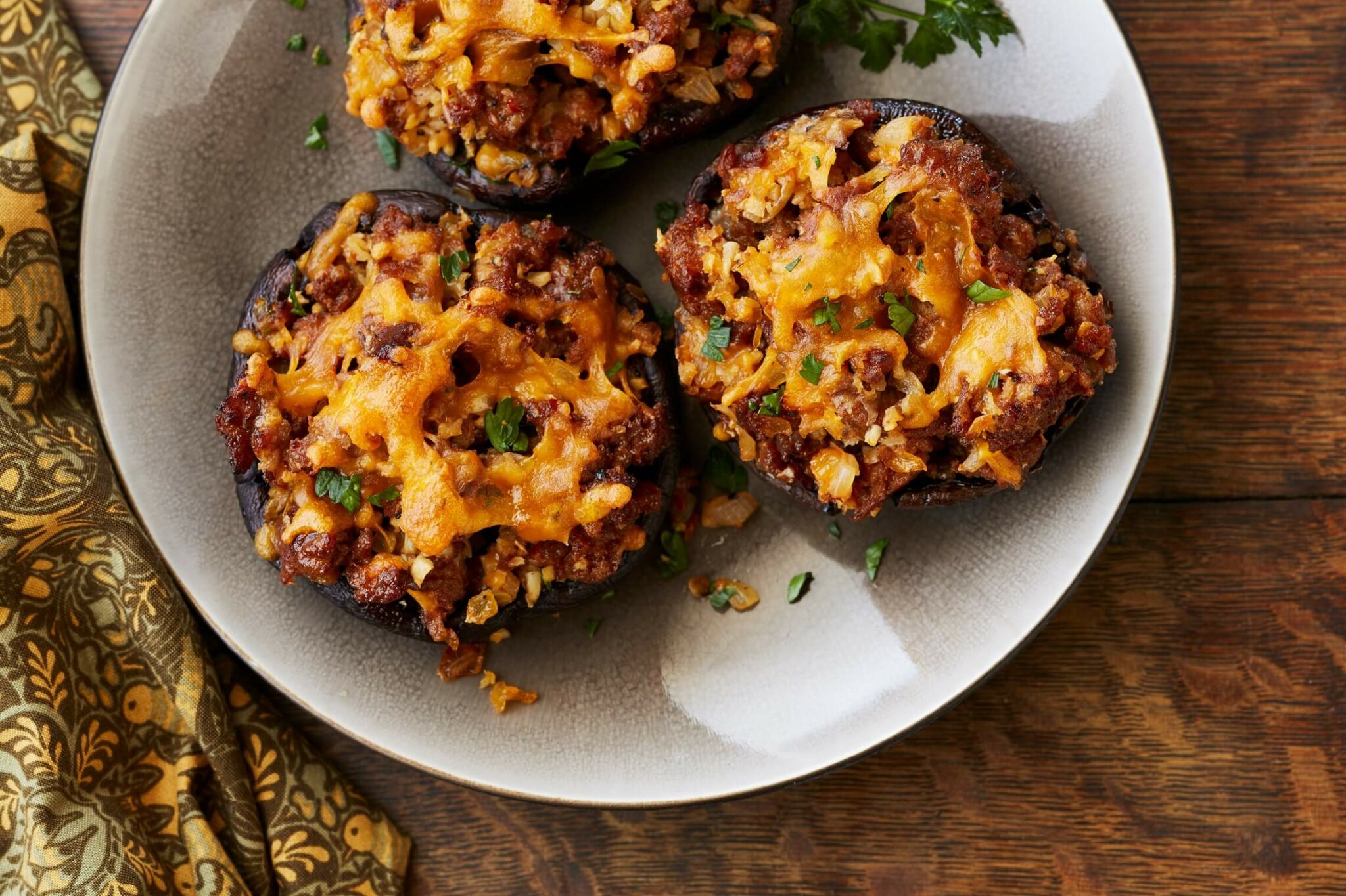 Chorizo Stuffed Portobello Mushroom Caps - Challenge Dairy